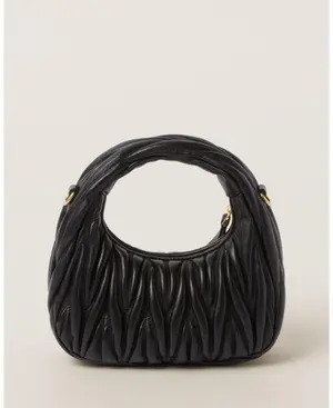 Miu Miu Wander Matelasse Nappa Leather Hobo Mini-bag - Black