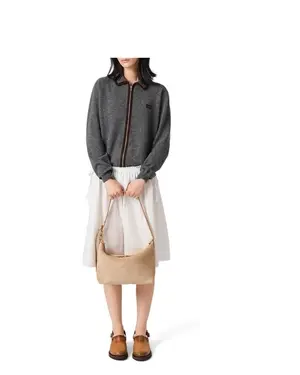 Miu Miu Spirit Suede Bag, 11.02 X 5.12 - Ecru