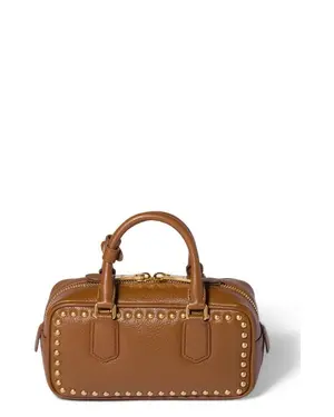 Miu Miu Arcadie Studded Leather Bag - Brandy