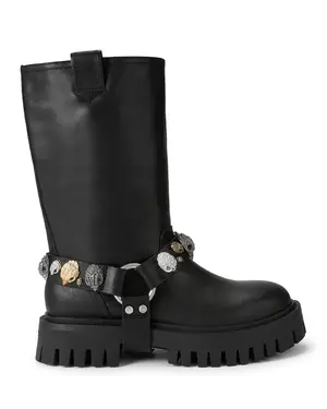Kurt Geiger Eagles Harness Leather Biker Boots