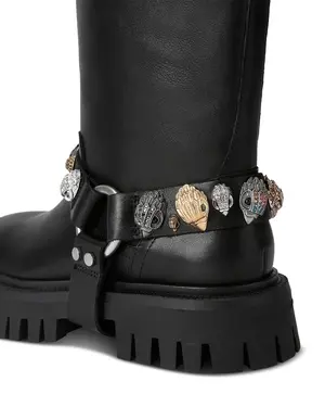 Kurt Geiger Eagles Harness Leather Biker Boots