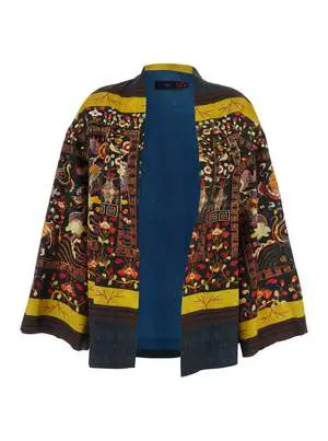 HUI Dawn Dragon & Phoenix Silk-blend Robe For