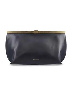 ANINE BING Metal Frame Leather Clutch Bag - Nero