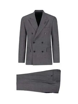 LARDINI Double-breasted Wool Suit Set