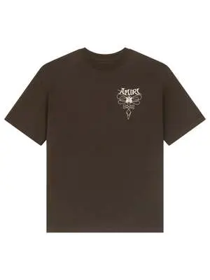 Amiri Logo Graphic Cotton Crewneck T-shirt - Marrone