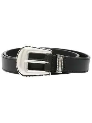 Amiri Mini Leather Belt With Logo-engraved Tip - Nero