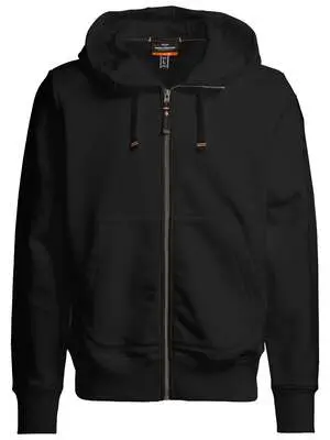PARAJUMPERS Adjustable Drawstring Hood Front Zip Kangaroo Pocket Sweatshirt With Ribbed Cuffs - Nero