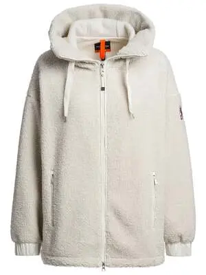 PARAJUMPERS Oversized Drawstring Hood Zip-front Sweatshirt With Elastic Cuffs - Bianco