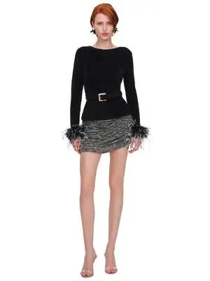 SELF-PORTRAIT Taffeta Bubble Peplum Mini Dress With Bow Motifs