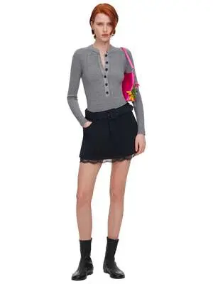 SELF-PORTRAIT Mini Wool-blend Shorts With Fly Zip And Removable Belt - Blu