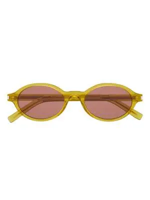 Saint Laurent Engraved Temples Acetate Sunglasses With 100% Uva/uvb Protection