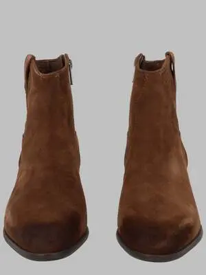 Ash Velour Lace-up Ankle Boots - Brown