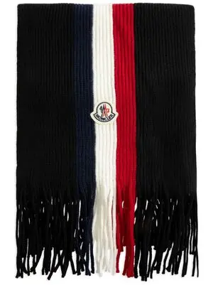 Moncler Logo Patch Knit Scarf - Black