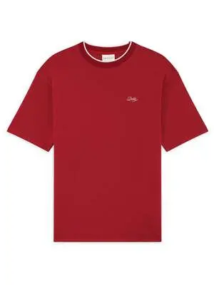Drole De Monsieur Belissima Embroidered Mini T-shirt With Contrast Ribbed Collar - Rosso