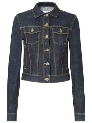 FENDI Fendi Mini Short Denim Jacket In Regenerated Cotton With Contrast Stitching