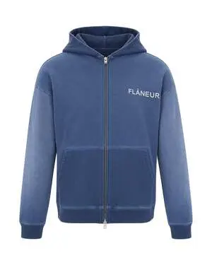 FLANEUR Logo Zip-up Hoodie - Navy