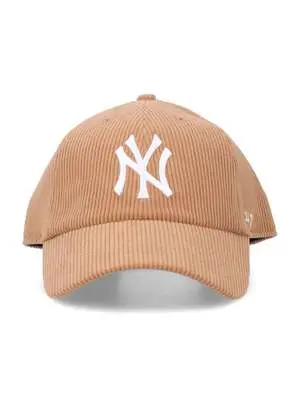 47 HAT Corduroy Baseball Cap With Embroidered Logo - Marrone