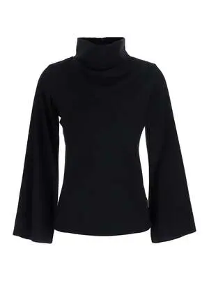 LEPLAIN Leplain Tech Fabric High-Neck Top With Slit Sleeves
