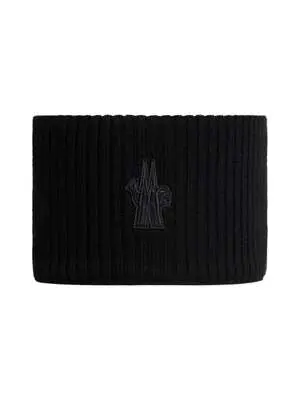 Moncler 7-gauge Virgin Wool Rib-knit Hat With Tricolor Detail - Nero