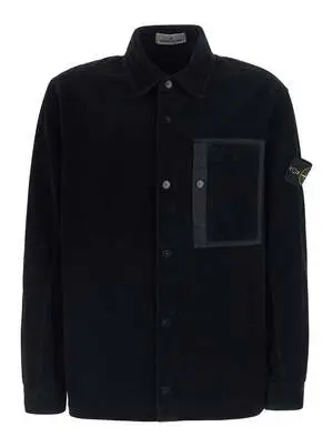 Stone Island Style Corduroy Jacket With Front Patch Pocket And Logo Patch