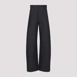 LEMAIRE High-waisted Curved Cotton Pants - Blue
