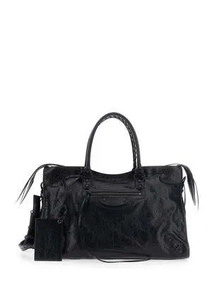 Balenciaga City Handbag In Leather With Adjustable Strap - Black