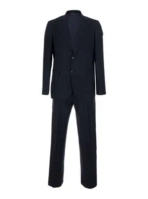 E PO CA E Po Ca Men's Tech Fabric Single-Breasted Jacket & Pleated Pants Suit With Piping