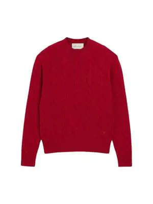 AMI Paris Cable-knit Crewneck Sweater - Red