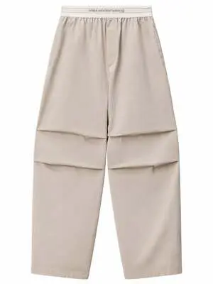 Alexander Wang Logo Cotton Wide-leg Trousers With Elastic Waistband - Grey