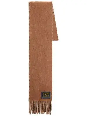 Woolrich Reversible Virgin Wool, Alpaca & Mohair Checkered Scarf With Fringe - Marrone