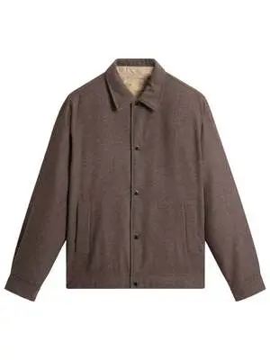 Woolrich Removable Logo-tab Wool Snap Shirt Jacket With Adjustable Cuffs & Waist - Marrone