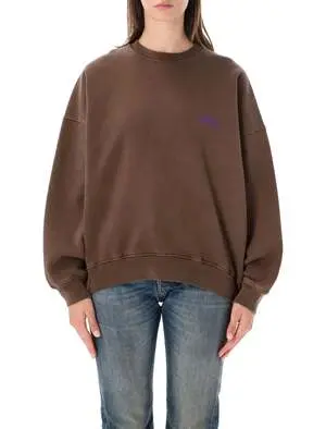 American Vintage Oversized Cotton Crewneck Sweatshirt - Marrone