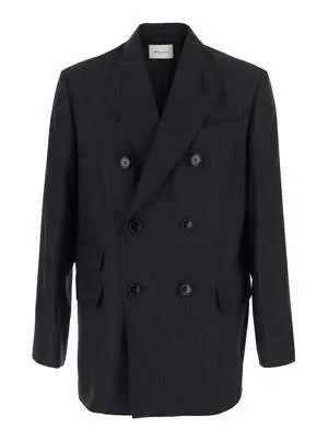 AMI Paris Double-breasted Boxy Fit Blazer With Notched Collar