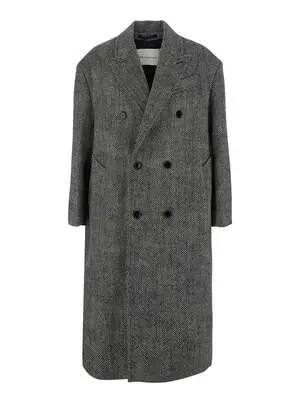 AMI Paris Long Double-breasted Wool Jacket With Classic Collar And Pockets