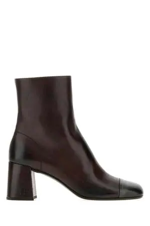 Miu Miu Leather Ankle Boots With 7 Cm Heel