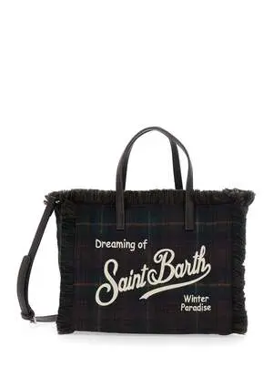 MC2 SAINT BARTH Mini Tartan Tech Fabric Shoulder Handbag With Zip Closure - Brown