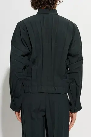 Issey Miyake Pleated Jacket With A Stand-up Collar