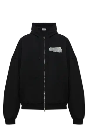 Balenciaga Hooded Zip-up Sweatshirt - Black