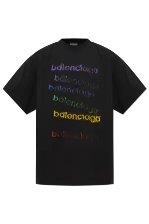 Balenciaga Oversize T-shirt With Logo - Black