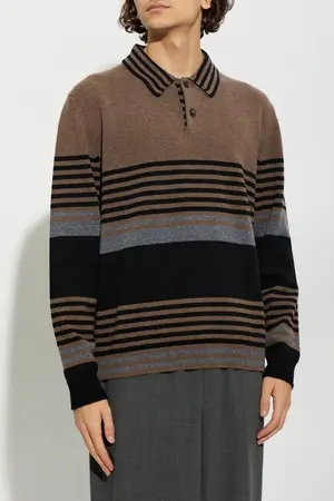 Paul Smith Cashmere Striped Polo Shirt - Brown