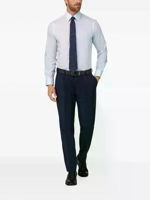 Boggi Milano Shirt Striped Cotton Muslin Regular Fit - Blue