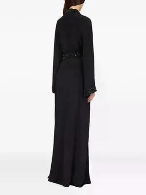 Roberto Cavalli Bead-embellished Wrap Maxi Dress - Black