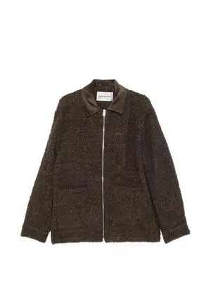 AMARANTO Bouclé Corduroy-collar Jacket - Brown