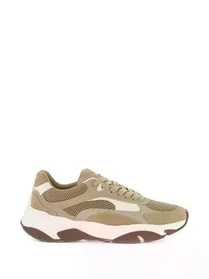 Boggi Milano Storm Trainers In Leather And Technical Fabric - Neutrals