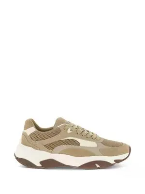 Boggi Milano Storm Trainers In Leather And Technical Fabric - Neutrals
