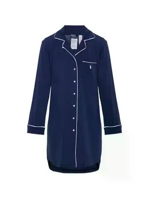 Polo Ralph Lauren Logo-embroidered Piped Nightdress - Blue