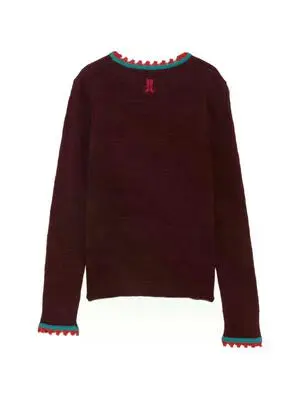 La DoubleJ Crochet-trim Textured-knit Sweater