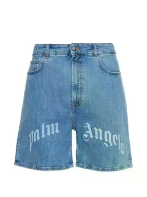 Palm Angels Logo-print Denim Shorts - Blue