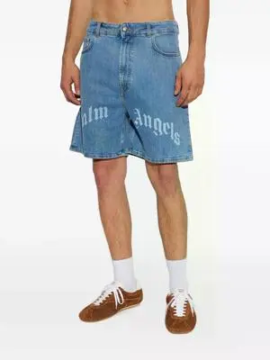 Palm Angels Logo-print Denim Shorts