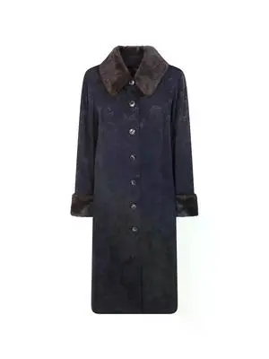 Rixo Jonah Jacquard Fur-trim Coat